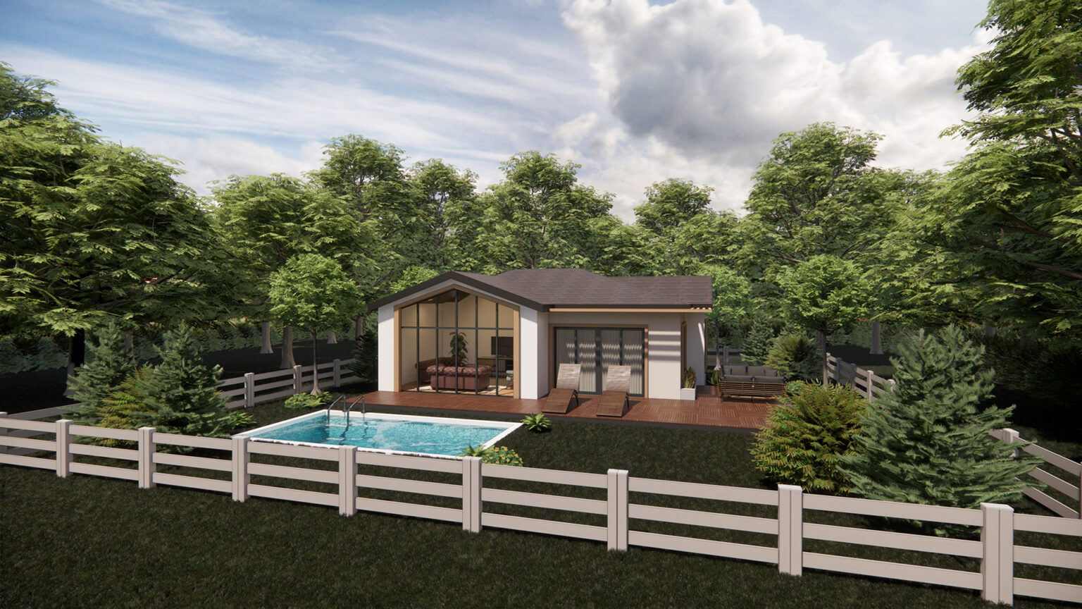 Tiny House Project With 92 m2 Pool - Life Tiny House