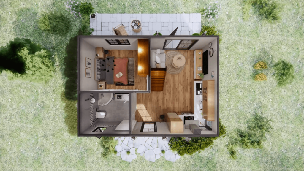 35 Sqm Tiny House Plan With Mezzanine Floor - Life Tiny House