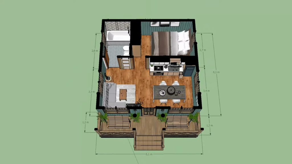 Functional Tiny House Design Plan 6x6 M - Life Tiny House
